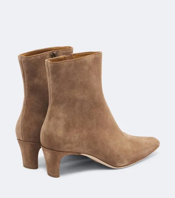 Staud Wally Suede Ankle Boots - Beige