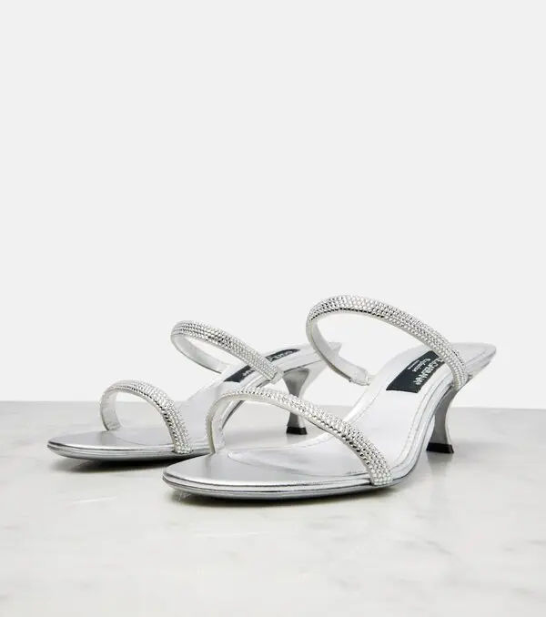 Dolce & Gabbana 60 Crystal-embellished Satin Mules