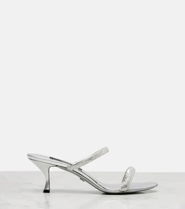 Dolce & Gabbana 60 Crystal-embellished Satin Mules