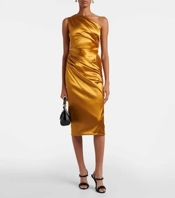 white christmas dresses Bright Lemon Yellow Satin Strapless Ruffles Tea Length Party Dresses, CP0459 US6 / As Pic main image 0
