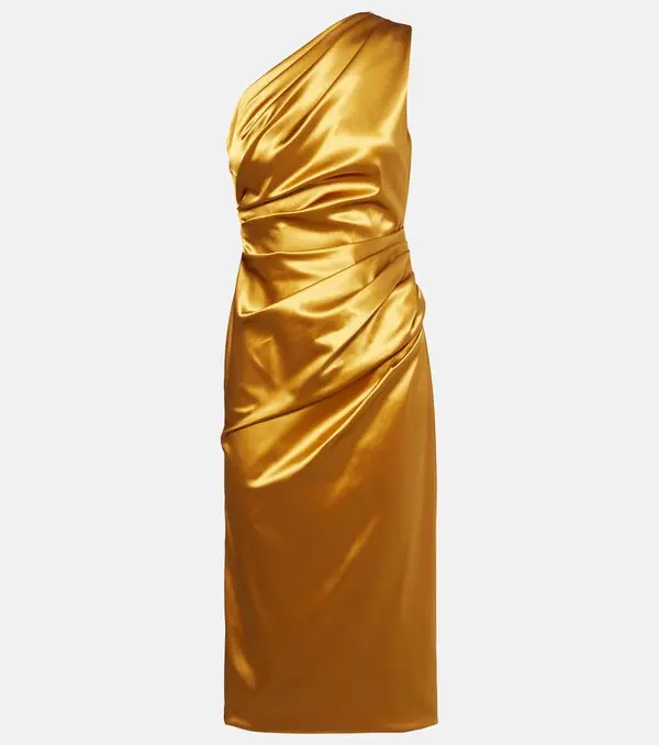 Dolce & Gabbana Gathered Satin Cocktail Dress - Yellow
