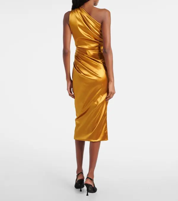 Dolce & Gabbana Gathered Satin Cocktail Dress - Yellow