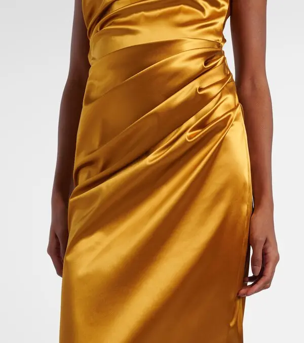 Dolce & Gabbana Gathered Satin Cocktail Dress - Yellow