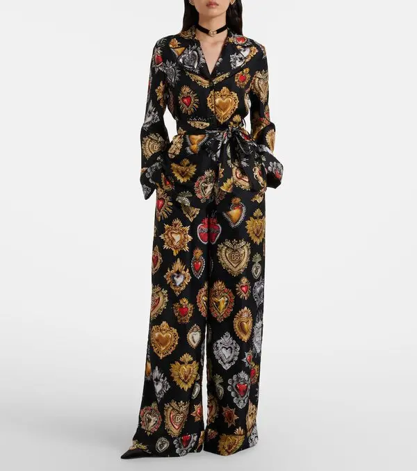 Dolce & Gabbana Devotion Silk Twill Palazzo Pants