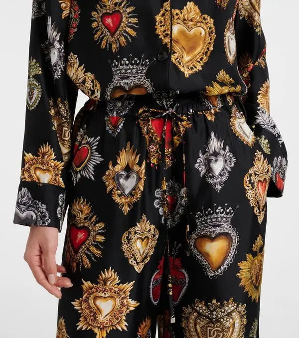 Dolce & Gabbana Devotion Silk Twill Palazzo Pants