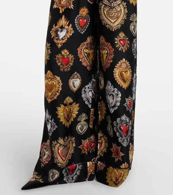 Dolce & Gabbana Devotion Silk Twill Palazzo Pants