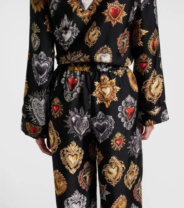 Dolce & Gabbana Devotion Silk Twill Palazzo Pants
