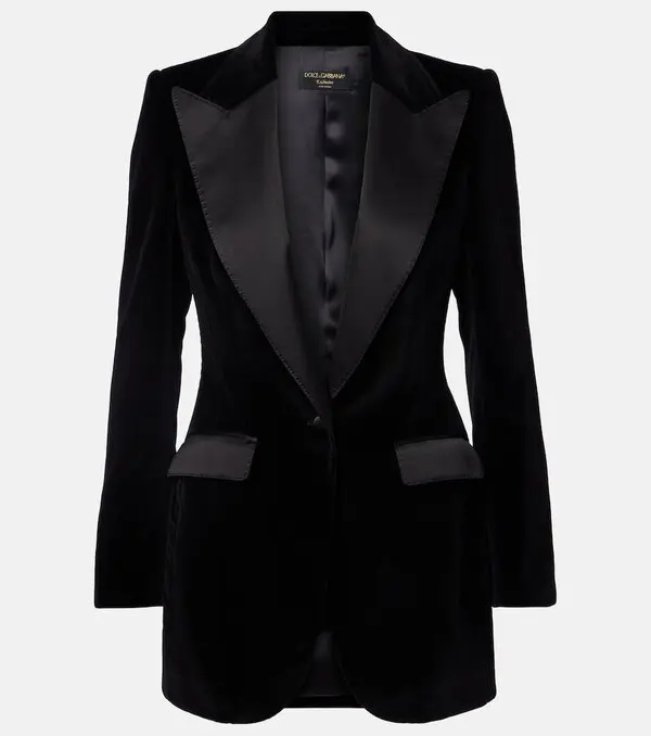 Dolce & Gabbana Cotton-blend Velvet Tuxedo Jacket - Black