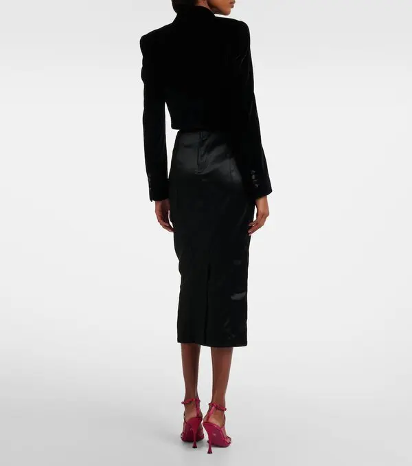Dolce & Gabbana Cropped Cotton-blend Velvet Blazer