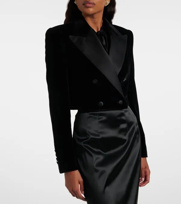 Dolce & Gabbana Cropped Cotton-blend Velvet Blazer