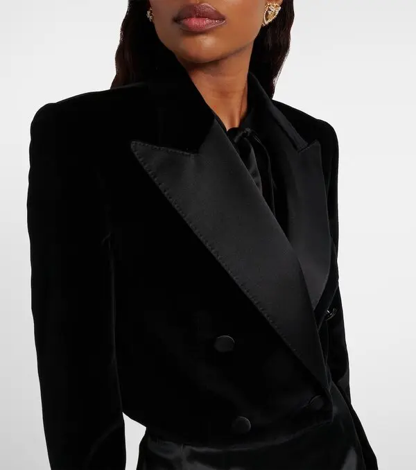 Dolce & Gabbana Cropped Cotton-blend Velvet Blazer