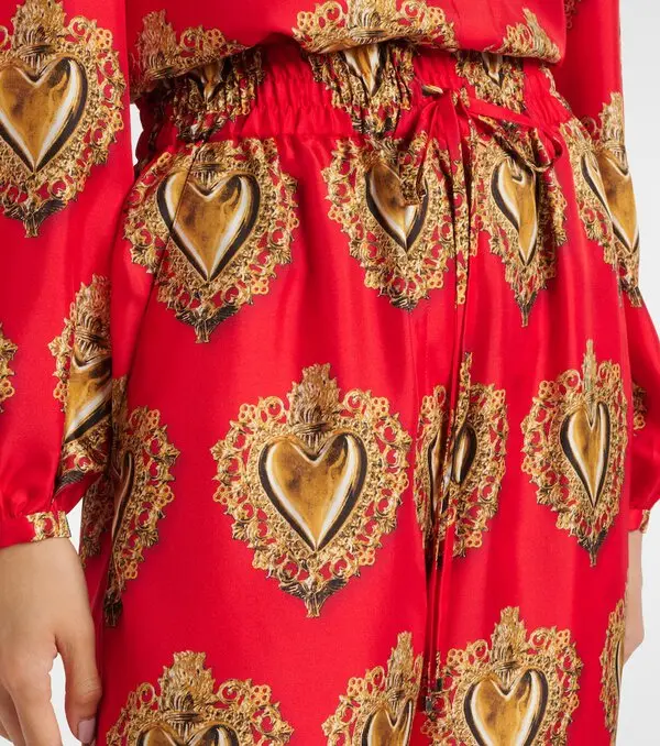 Dolce & Gabbana Printed High-rise Silk Palazzo Pants - Red