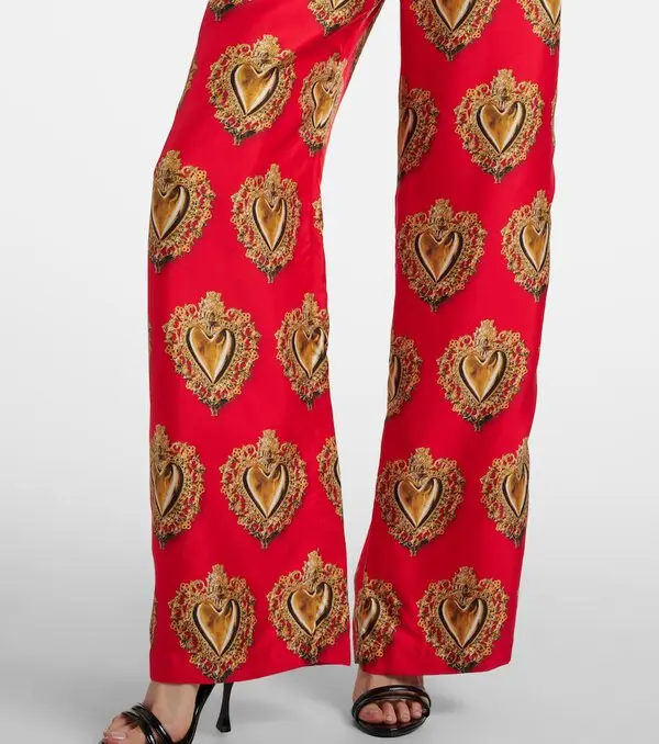 Dolce & Gabbana Printed High-rise Silk Palazzo Pants - Red
