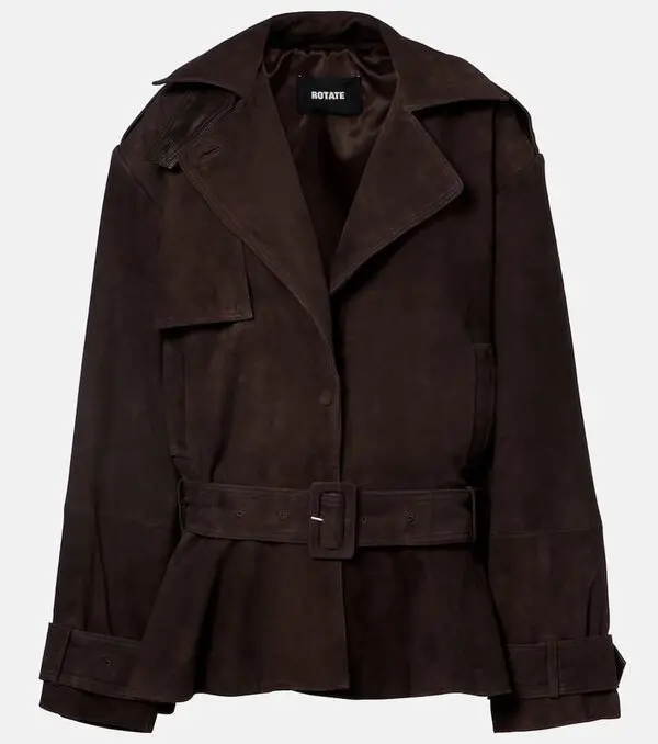 ROTATE BY BIRGER CHRISTENSEN Oversized Suede Biker Jacket
