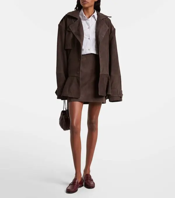 ROTATE BY BIRGER CHRISTENSEN Oversized Suede Biker Jacket