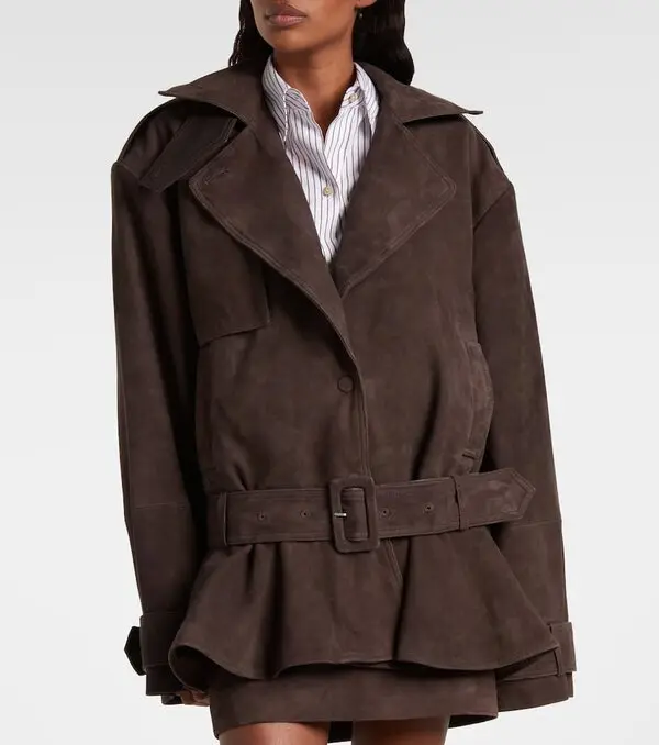 ROTATE BY BIRGER CHRISTENSEN Oversized Suede Biker Jacket