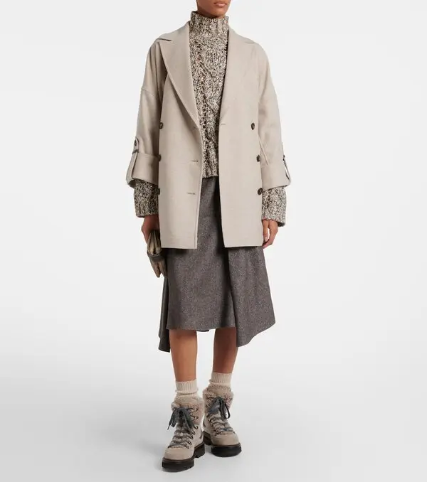 Brunello Cucinelli Shearling-trimmed Suede Boots - Grey