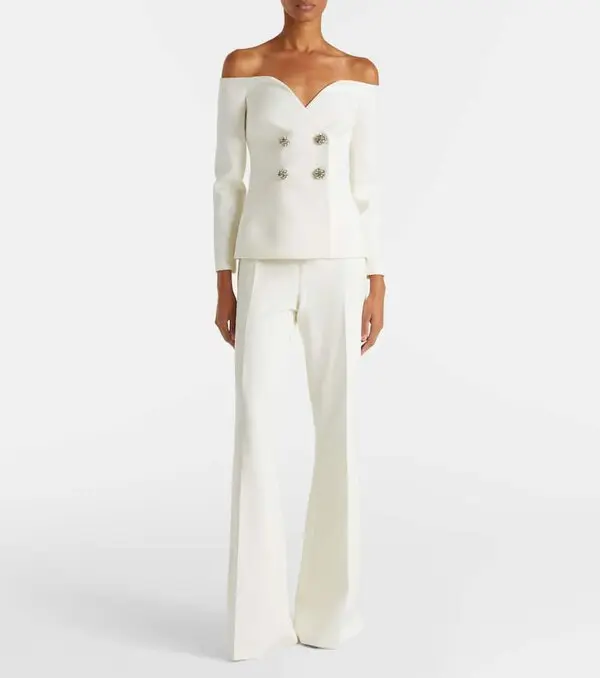 Safiyaa Bridal Kamile Off-shoulder Crêpe Jacket