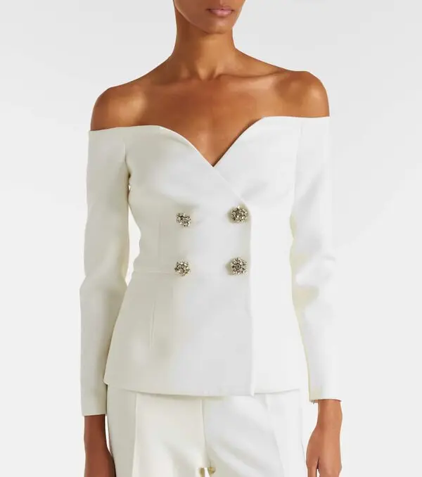 Safiyaa Bridal Kamile Off-shoulder Crêpe Jacket