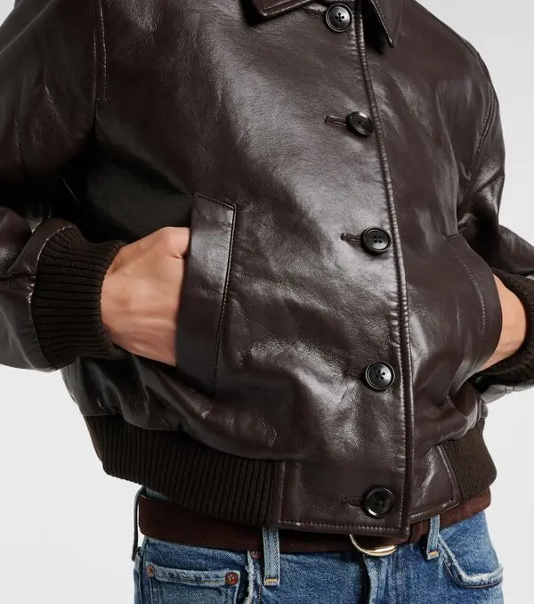 Citizens Of Humanity Lola Leather Bomber Jacket - Brown