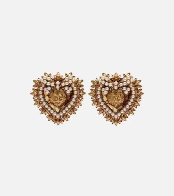Dolce & Gabbana Devotion Embellished Clip-on Earrings - Gold