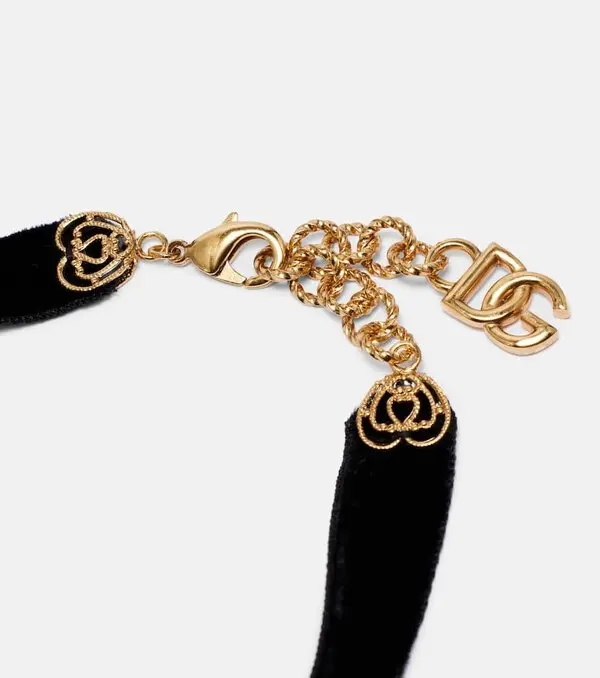 Dolce & Gabbana Devotion Embellished Velvet Choker