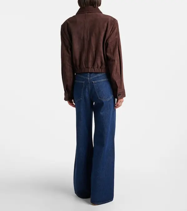 AGOLDE Nahla Cropped Suede Jacket - Brown