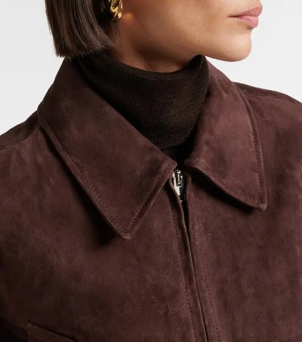 AGOLDE Nahla Cropped Suede Jacket - Brown
