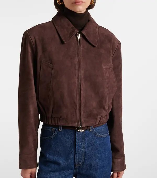 AGOLDE Nahla Cropped Suede Jacket - Brown