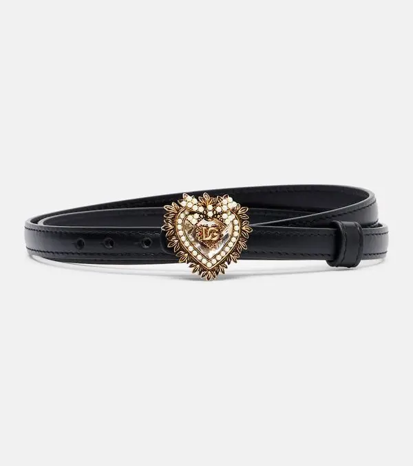 Dolce & Gabbana Devotion Embellished Leather Belt - Black