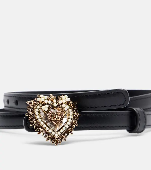 Dolce & Gabbana Embellished Leather Belt - Black