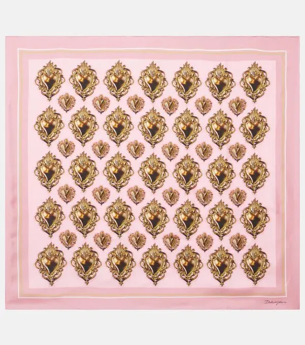 Dolce & Gabbana Printed Silk Scarf - Pink