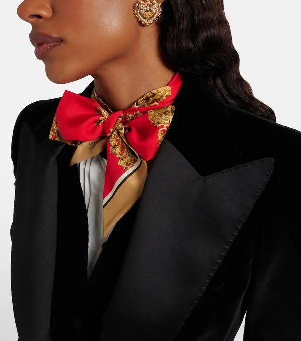 Dolce & Gabbana Printed Silk Twill Scarf - Red