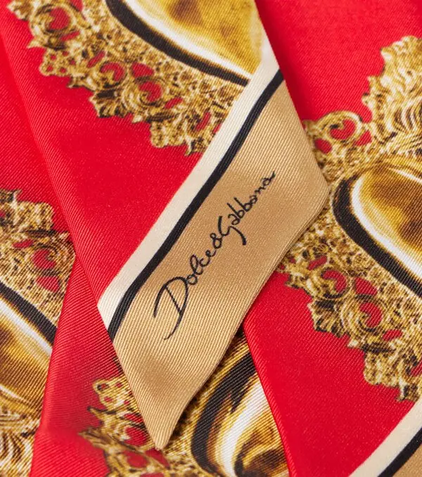 Dolce & Gabbana Printed Silk Twill Scarf - Red