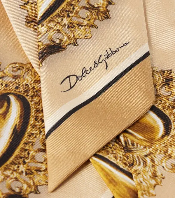 Dolce & Gabbana Printed Silk Twill Scarf - Beige