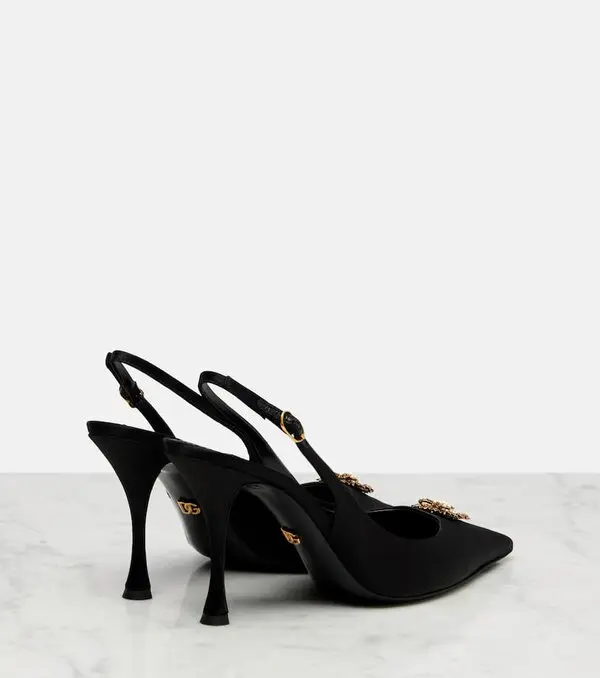 Dolce & Gabbana Devotion 90 Satin Slingback Pumps