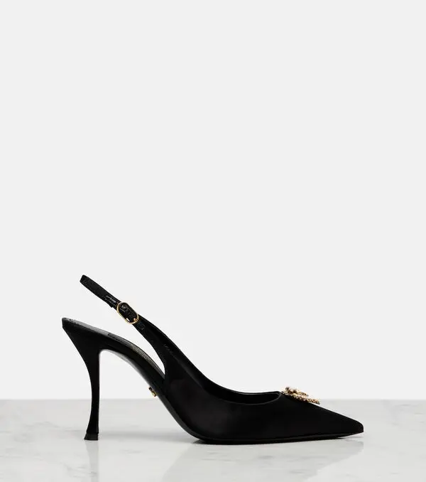 Dolce & Gabbana Devotion 90 Satin Slingback Pumps