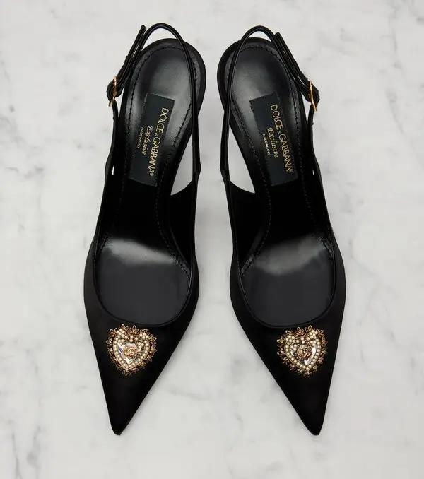 Dolce & Gabbana Devotion 90 Satin Slingback Pumps
