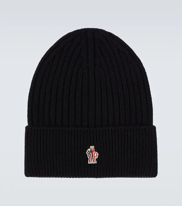Moncler Ribbed-knit Virgin Wool Beanie - Black