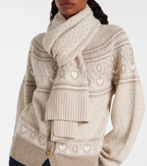 Khaite Lucerne Fair Isle Cashmere Scarf - Beige