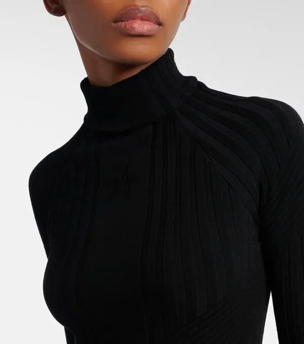 Perfect Moment Turtleneck Wool-blend Jersey Bodysuit - Black