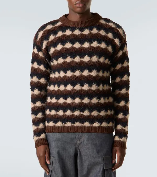 Moncler Striped Wool And Alpaca-blend Sweater