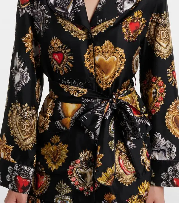 Dolce & Gabbana Devotion Belted Silk Twill Blouse - Multicoloured