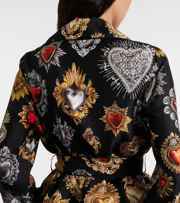 Dolce & Gabbana Devotion Belted Silk Twill Blouse - Multicoloured