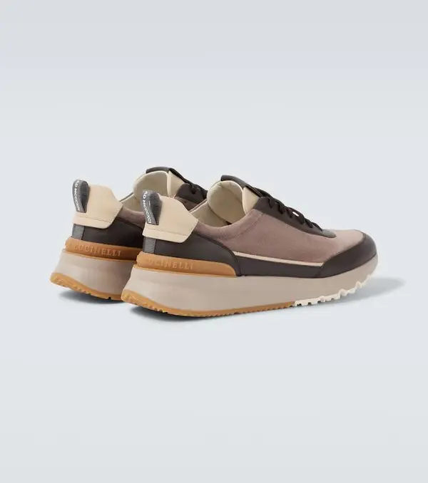 Brunello Cucinelli Leather-trimmed Suede Sneakers