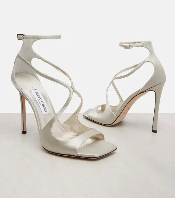 JIMMY CHOO Azia 110 Satin Sandals - Silver