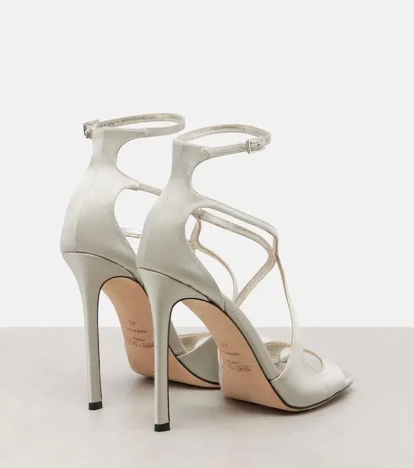 JIMMY CHOO Azia 110 Satin Sandals - Silver
