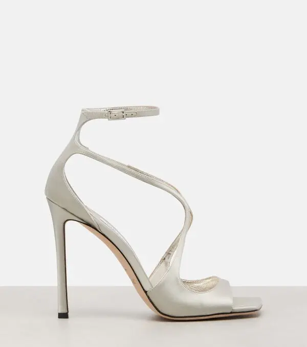 JIMMY CHOO Azia 110 Satin Sandals - Silver