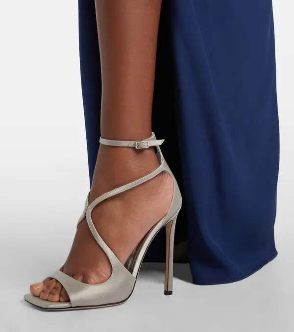 JIMMY CHOO Azia 110 Satin Sandals - Silver