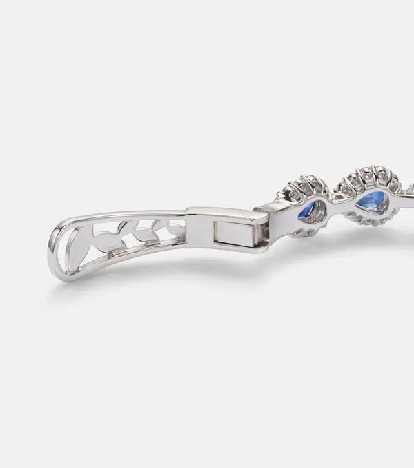 Yeprem 18kt White Gold Diamond And Sapphire Cuff Bracelet